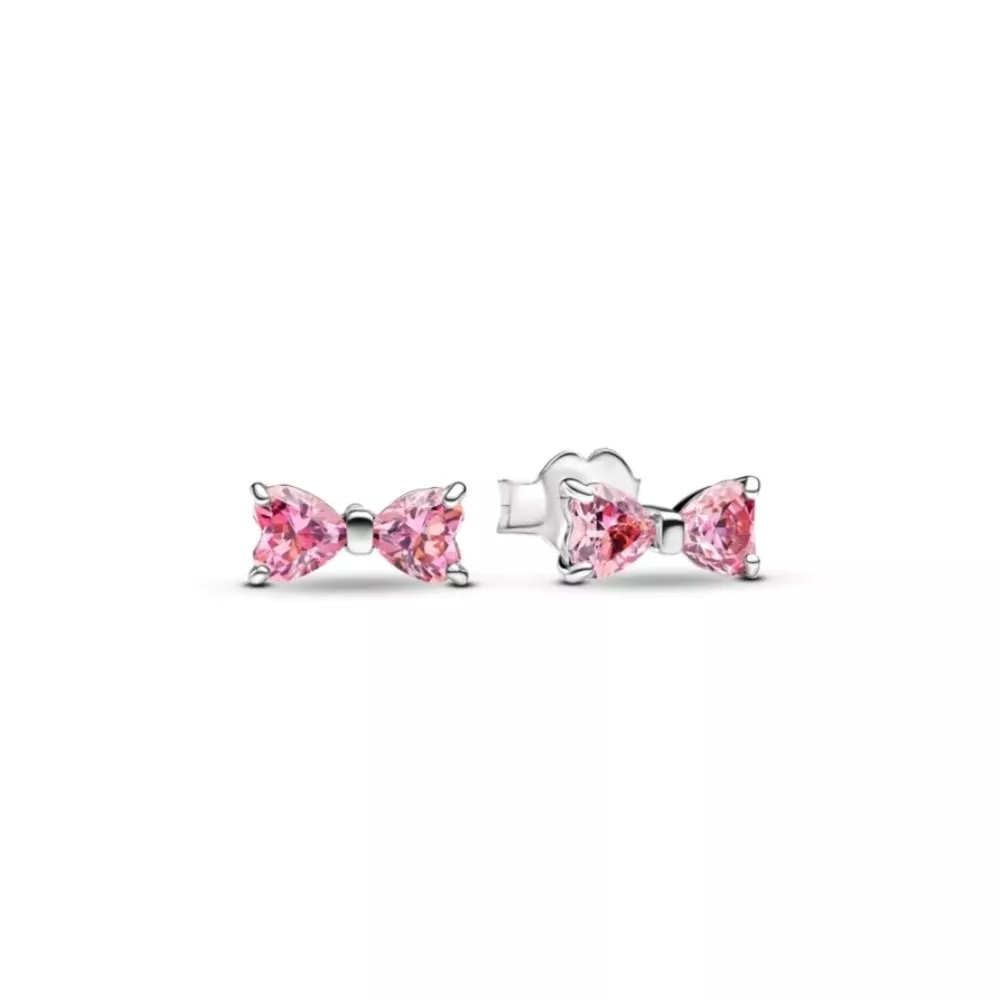 293505C01 PANDORA Sparkling Pink Bow Stud minđuše