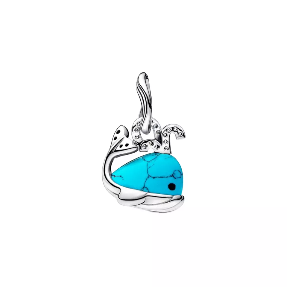 793822C01 PANDORA Turquoise-coloured Whale Dangle ženski privezak
