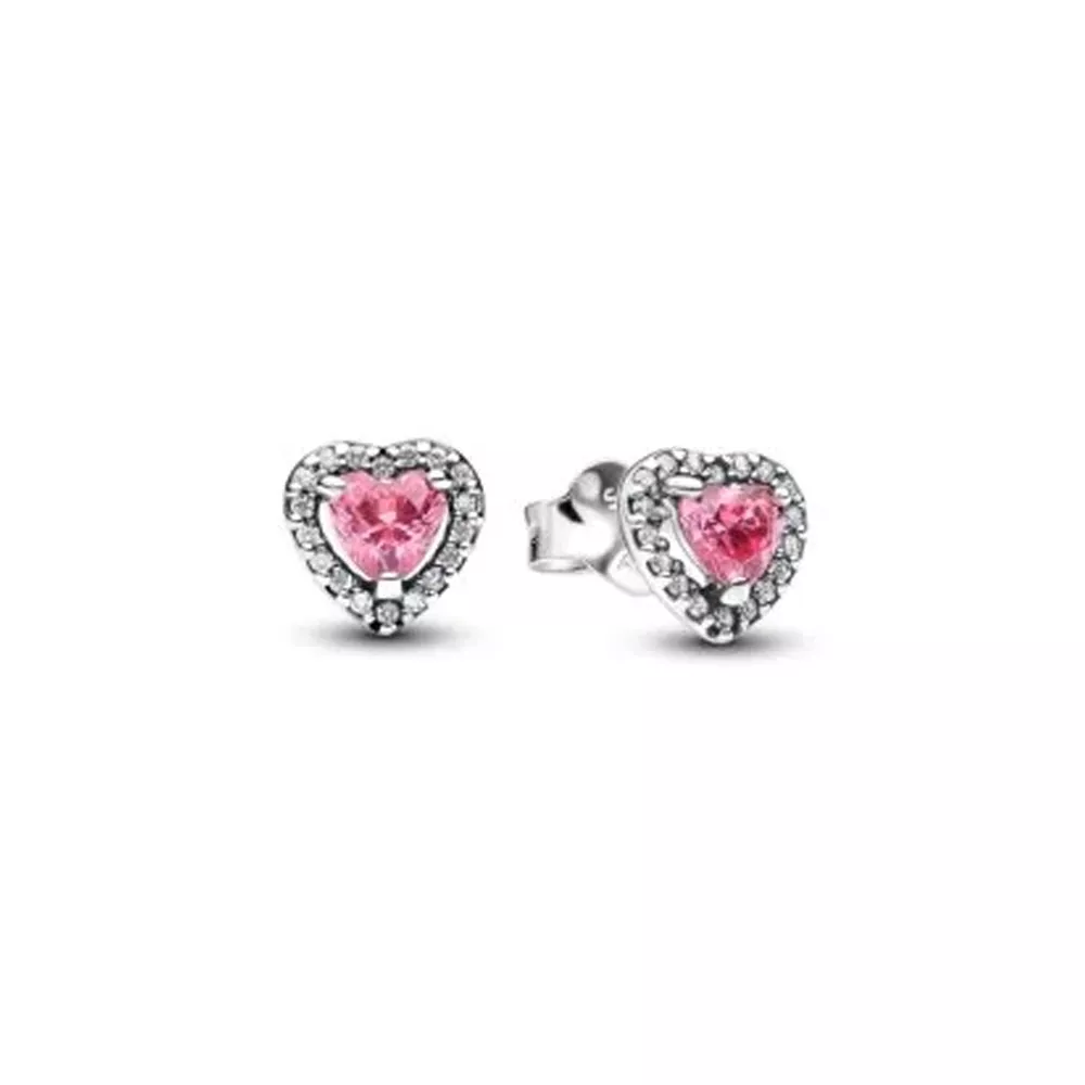 298427C02 PANDORA Elevated Pink Heart Stud ženske minđuše