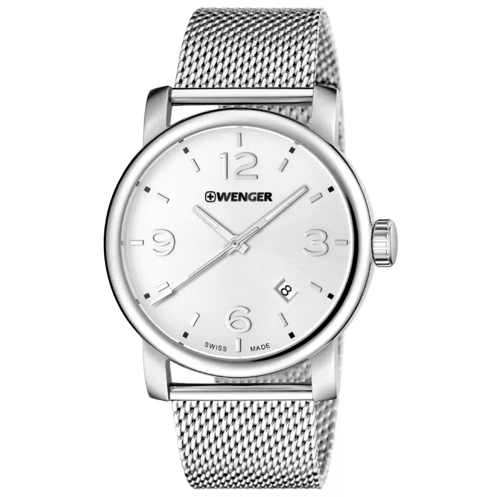 01.1041.126 WENGER Urban Metropolitan Mens Silver Dial Mesh Strap Swiss made ručni sat