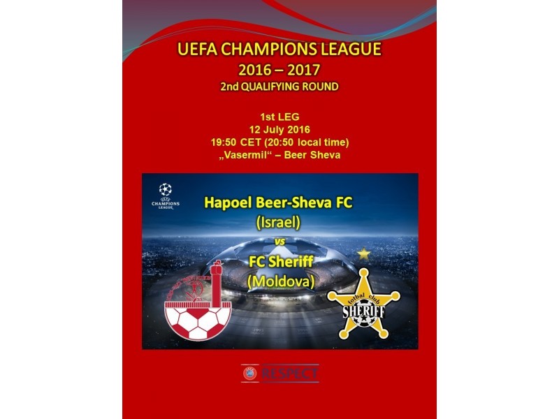 2016, HAPOEL BEER-SHEVA - SHERIFF! Liga šampiona.