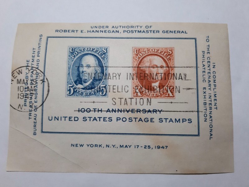 100th Anniversary United States Postage Stamps 1947