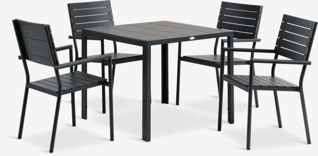 MADERUP D90 sto + 4 PADHOLM stolice crna
