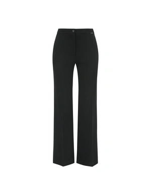 CRNE PANTALONE RAVNOG KROJA SA PEGLANOM IVICOM, SA VISOKIM SADRŽAJEM VUNE
