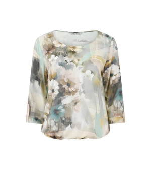 JESENJA BLUZA OD 100% VISKOZE, SA APSTRAKTNIM DEZENOM U PASTELNIM TONOVIMA