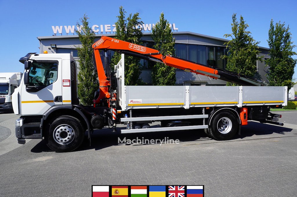 Renault C280 DTI 8 / FASSI crane 5.6 T / range 8 m / Flatbed 15 EPAL autodizalica