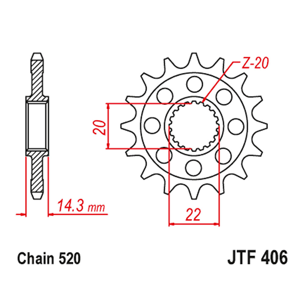 Lančanik prednji JT JTF406-16 (520) 16 zuba
