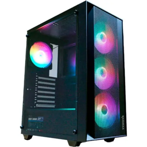 Raidmax Gaming kućište Vector 100 Black, Midi Tower 4 x RGB fan/Staklo/650W, Crno