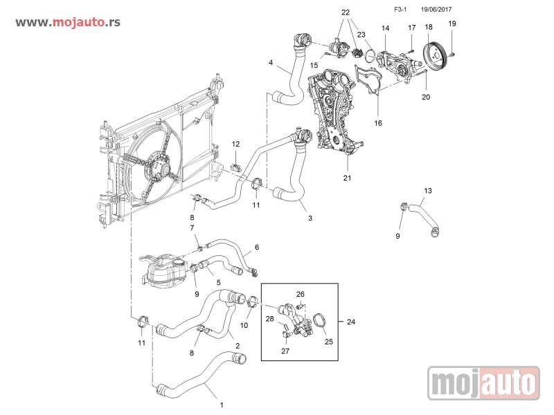 Opel Corsa D 1.4 B Crevo Posude Antifriza Gornje 06-15,NOVO