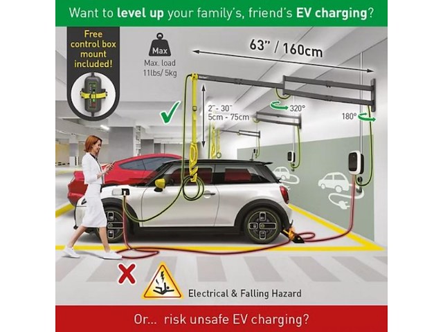 BARKAN EV160WM zidni zglobni nosač kabla za punjenje električnih vozila 160cm