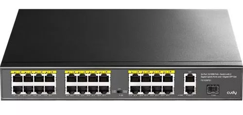 Cudy 24-Port 10/100M PoE+ Switch, 2 Gigabit Uplink Ports, 1 SFP Slot | FS1026PS1