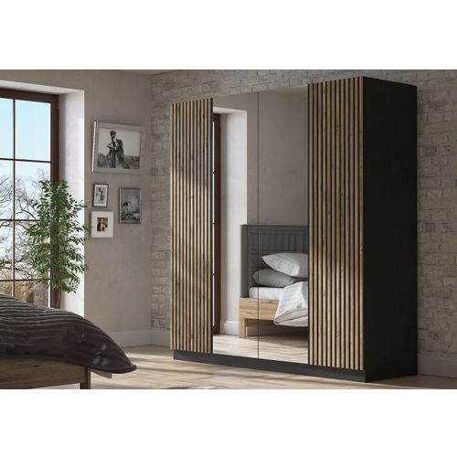 FRN-9006 Wooden Black Atlantic Pine Wardrobe
