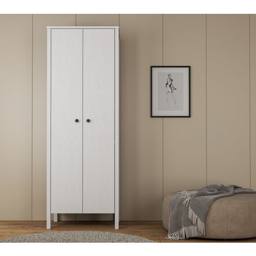 FRN-20014 Wooden White Wardrobe