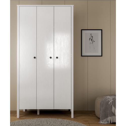 FRN-20067 Wooden White Wardrobe