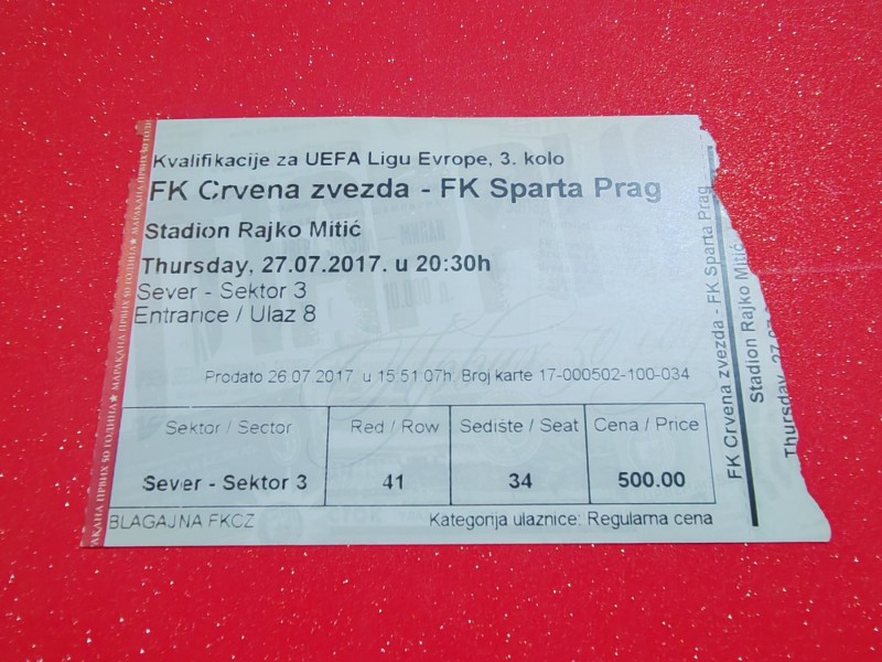 CRVENA ZVEZDA - SPARTA PRAG 27.07.2017. SEVER