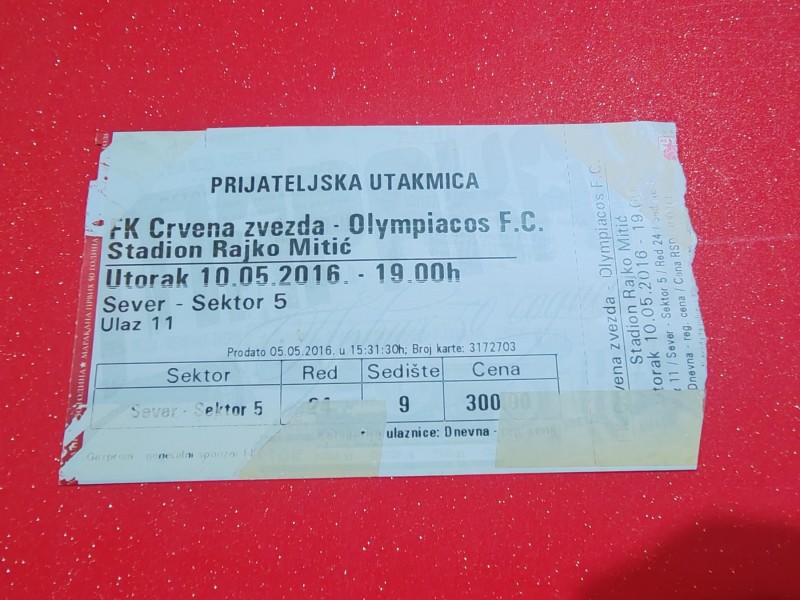 CRVENA ZVEZDA - OLIMPIJAKOS ATINA 10.05.2016. SEVER