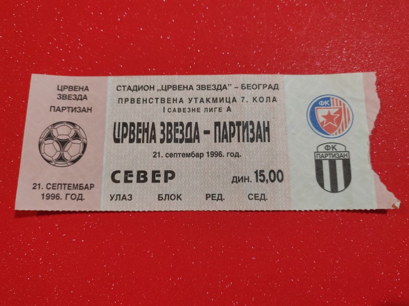 CRVENA ZVEZDA - PARTIZAN 21.09.1996. SEVER