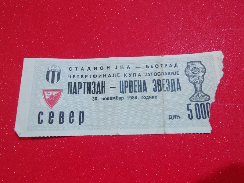 PARTIZAN - CRVENA ZVEZDA 30.11.1988. SEVER