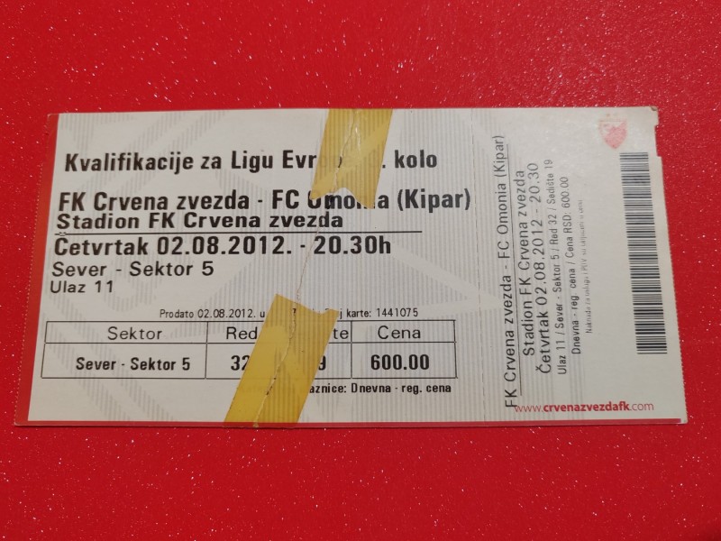 CRVENA ZVEZDA - OMONIJA KIPAR 02.08.2012. SEVER