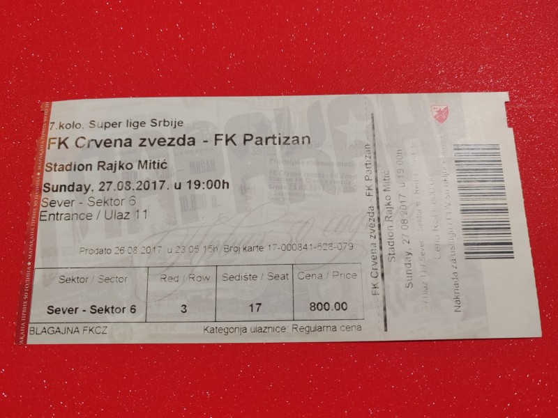 CRVENA ZVEZDA - PARTIZAN 27.08.2017. SEVER