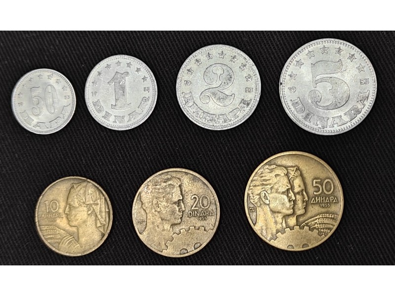 Jugoslavija - kompletan tipski set kovanica 1953-55