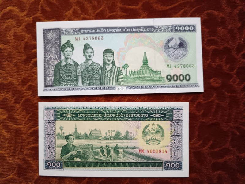 Laos 100 i 1.000 kip,UNC