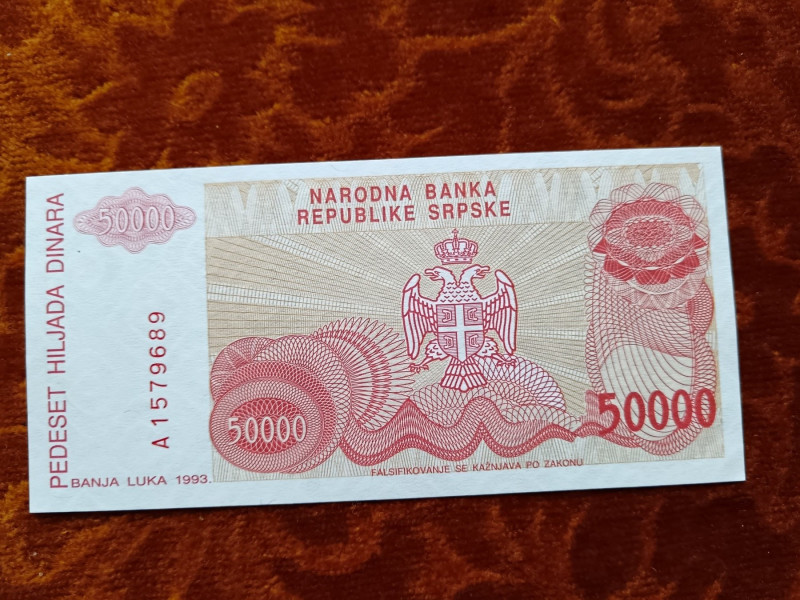 Republika Srpska 50.000 dinara,1993 god.UNC