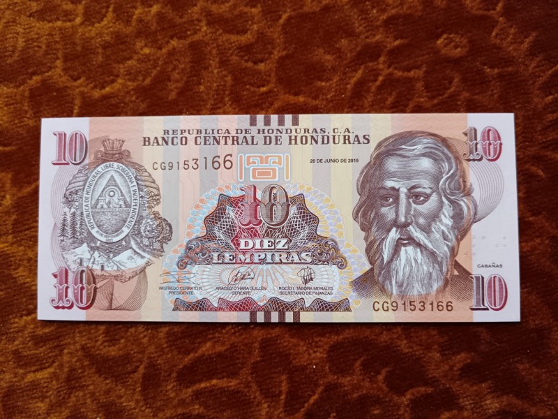 Honduras 10 lempira,2019 god.UNC