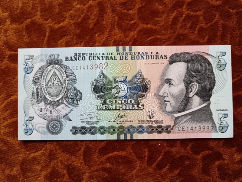Honduras 5 lempira,2019 god.UNC