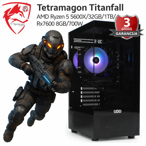Računar Tetramagon Titanfall AMD Ryzen 5 5600X/32GB/1TB/RX7600 8GB/700W