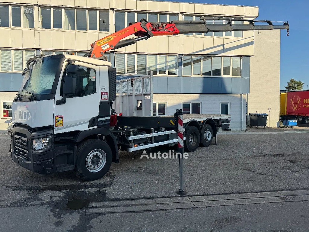 Renault C460 6X2 EURO 6 PALFINGER PK33002 + REMOTE CONTROL ENIGINE RUNNI kamion s ravnom platformom