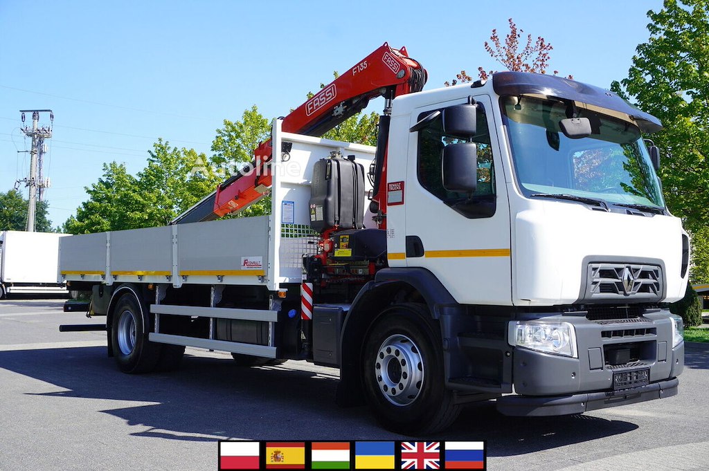 Renault C280 DTI 8 / FASSI crane 5.6 T / range 8 m / Flatbed 15 EPAL kamion s ravnom platformom