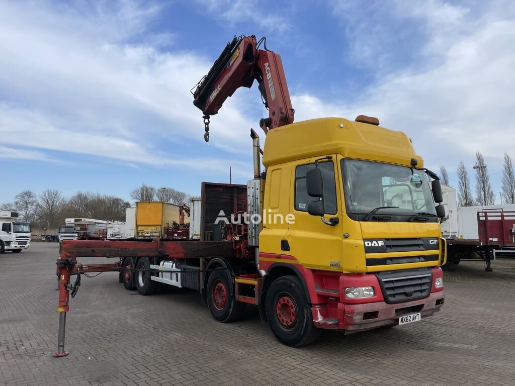 DAF CF85 360 EURO 5, 8X2 DRAWBAR SPEC FLATBED/CRANE – 2012 – MX62 AY kamion s ravnom platformom