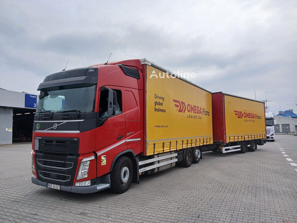 Volvo FH500 kamion sa klizna zavesa cerada + prikolica sa kliznom ceradom