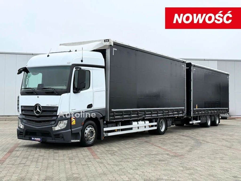 Mercedes-Benz ACTROS F 1840 / ZESTAW TANDEM 120 M3 / PRZEJAZDOWY / 7,75 M + 7 kamion sa klizna zavesa cerada + prikolica sa kliznom ceradom