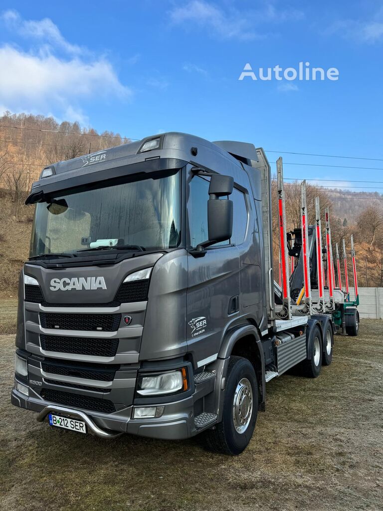 Scania R500 kamion za prevoz drva + šumarska prikolica