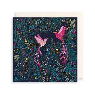 Čestitka - Hummingbirds Floral Sprig