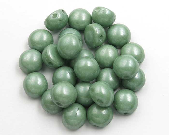 2-hole Cabochon 03000/14459 Chalk White Teal Luster (10kom)