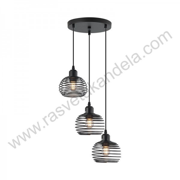 Visilica 3xE27 metalna crna BRY-W008R-3H