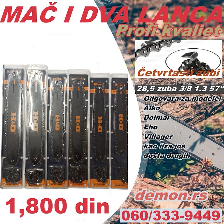 MAC I DVA LANCA 28,5 zuba 3/8 1.3 57 28,5Četvrtasta zuba