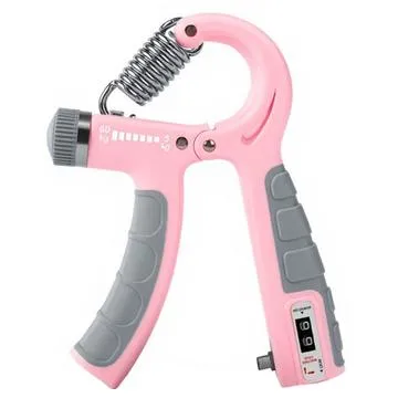 ADJUSTABLE HAND GRIP STRENGTHENER WITH MECHANICAL COUNTER - PINK