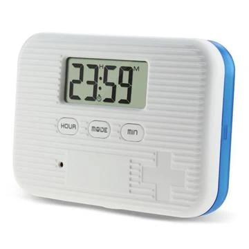 CR-211 6-COMPARTMENT SMART PILL ORGANIZER WITH TIMER - BLUE / WHITE