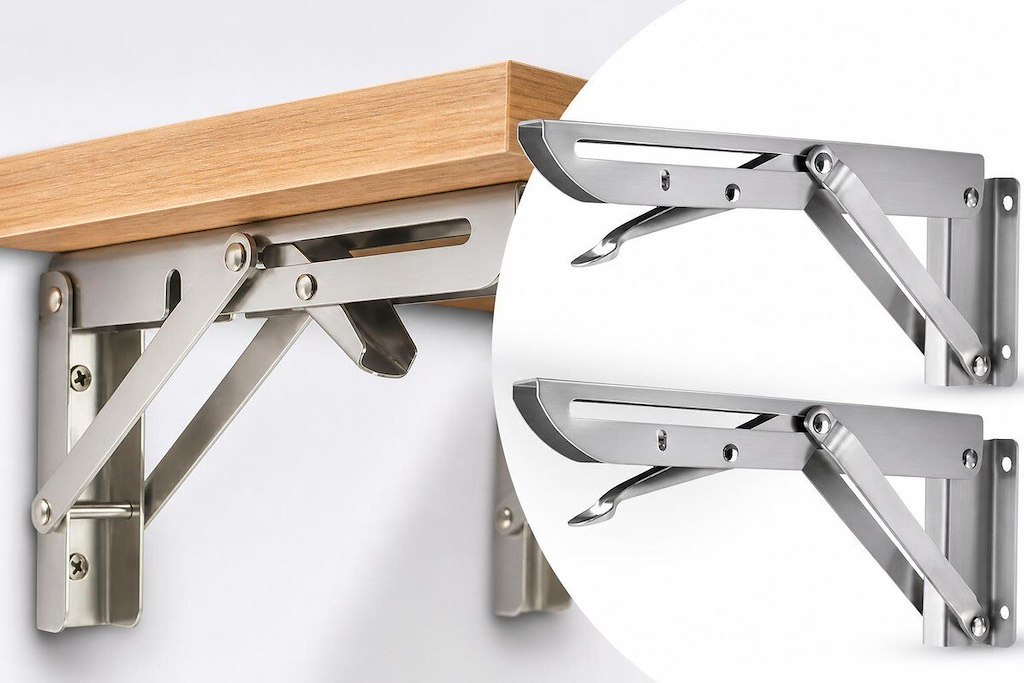 Sklopivi nosač za zidne police (2 komada) SteelShelf, 15x7cm    Sklopiv