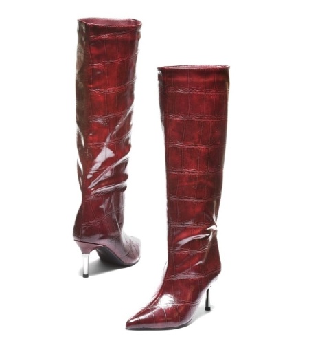 Ženske čizme na tanku štiklu LX562566 bordo
