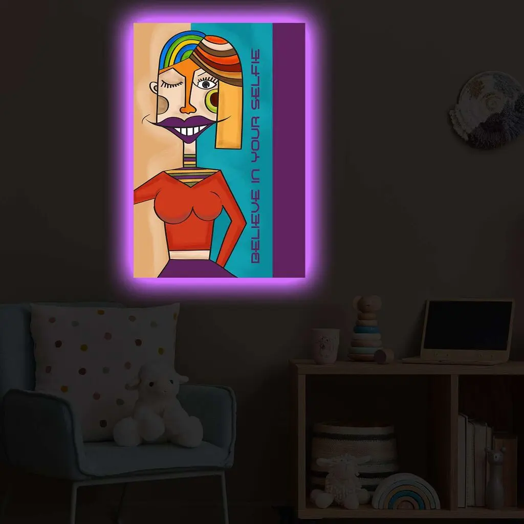 Wallity Slika sa LED osvetljenjem 4570POPARTDACT-002, 45x70 cm