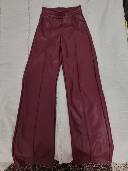 Burgundy termo eko koža pantalone S