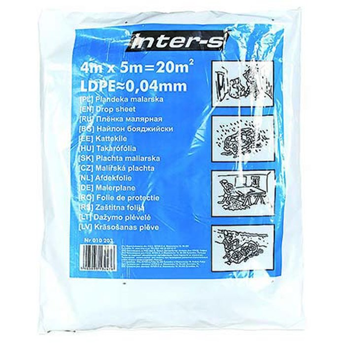 Folija zaštitna za krečenje 4x5 m 40 mikrona LDPE MIX