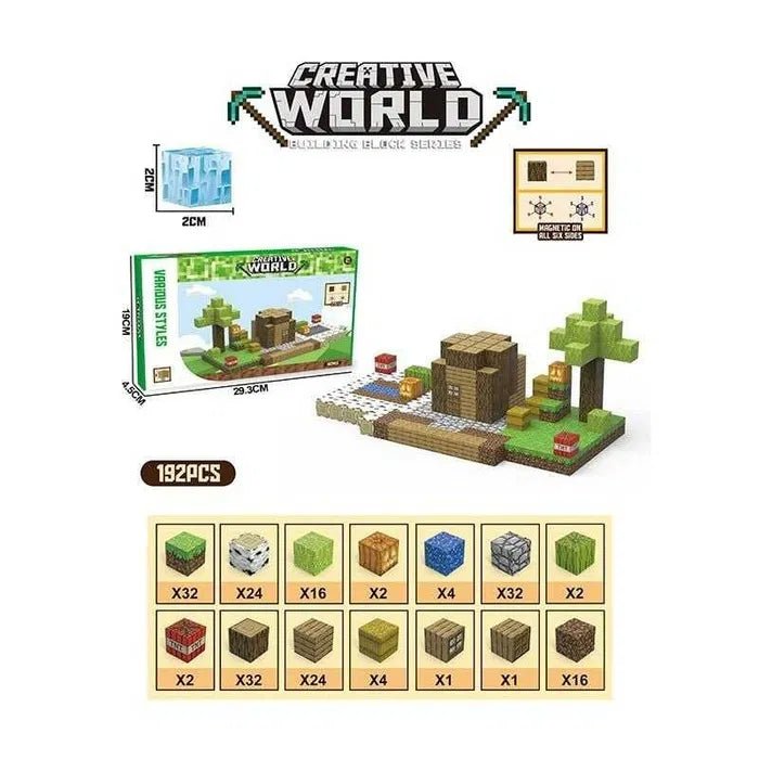 Minecraft magnetne kocke – Set od 192 delova | Creative World Building Block serija za decu i odrasle