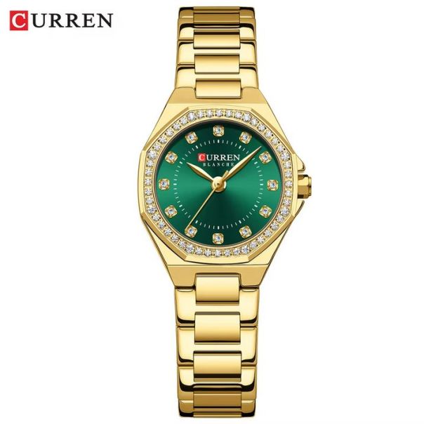 Curren ženski sat 9100 zeleno zlatni