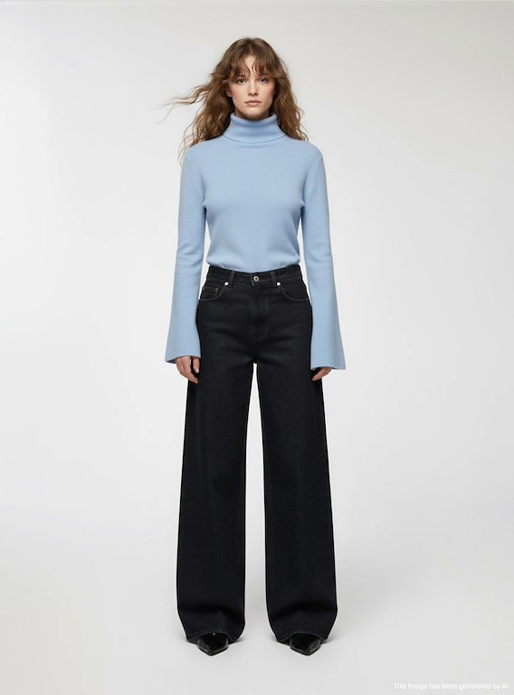 Crop dolcevita majica Svetlonebeskoplava mel